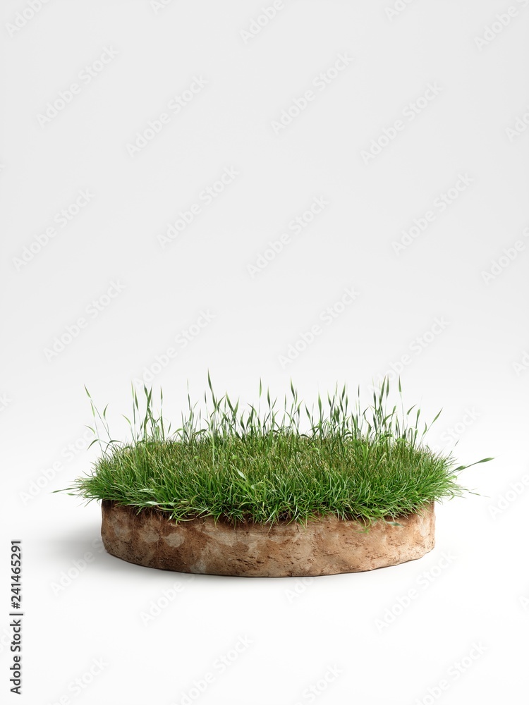 3D Illustration round soil ground cross section with earth land and ...