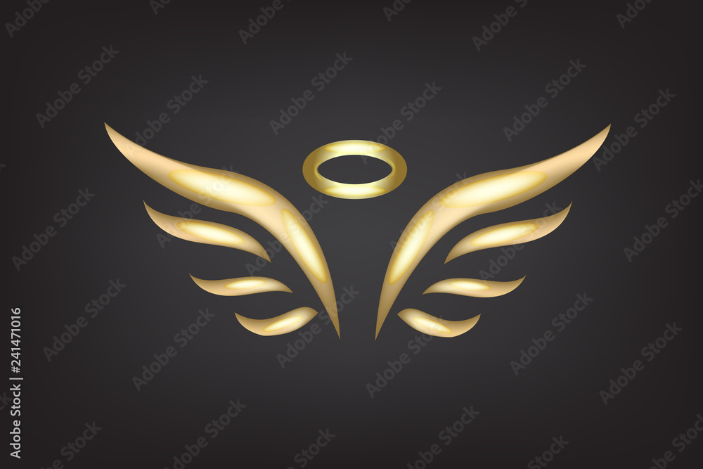 Gold angel logo icon vector Stock Vector | Adobe Stock