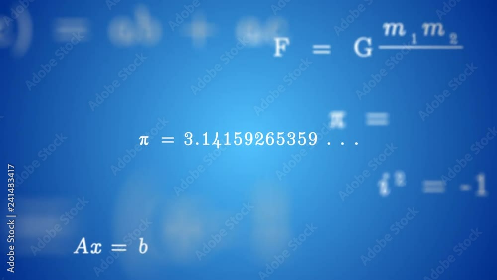 Animated PI π FORMULA Background. Stylized math cloud of numbers and ...