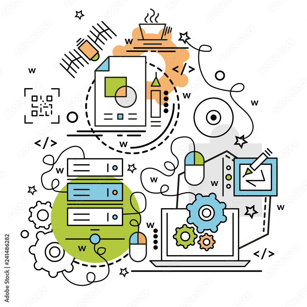 Flat colorful design concept for Digitilization. Infographic idea of ...
