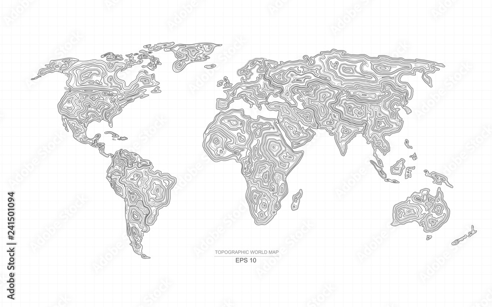 topographic world map for decoration or infographic Stock Vector ...