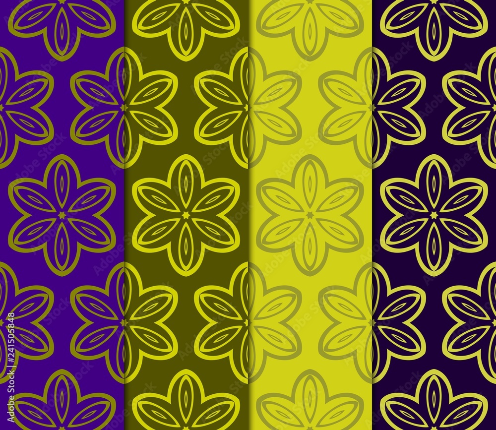 Green, purple color set of Geometric Pattern In Lace Style. Ethnic ...