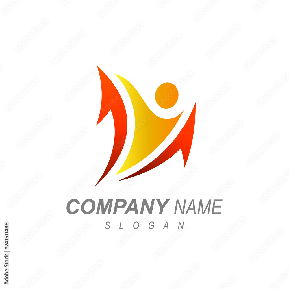 People With Arrow Logo Template, Person Success And Growth, Financial ...
