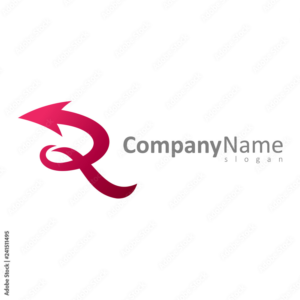Red Letter R With Arrow Initial Logo Template Stock Vector | Adobe Stock