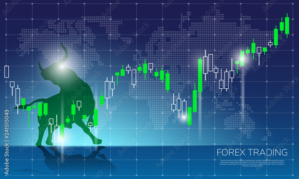Forex Trading on world map background vector illustration. Candle Stick ...