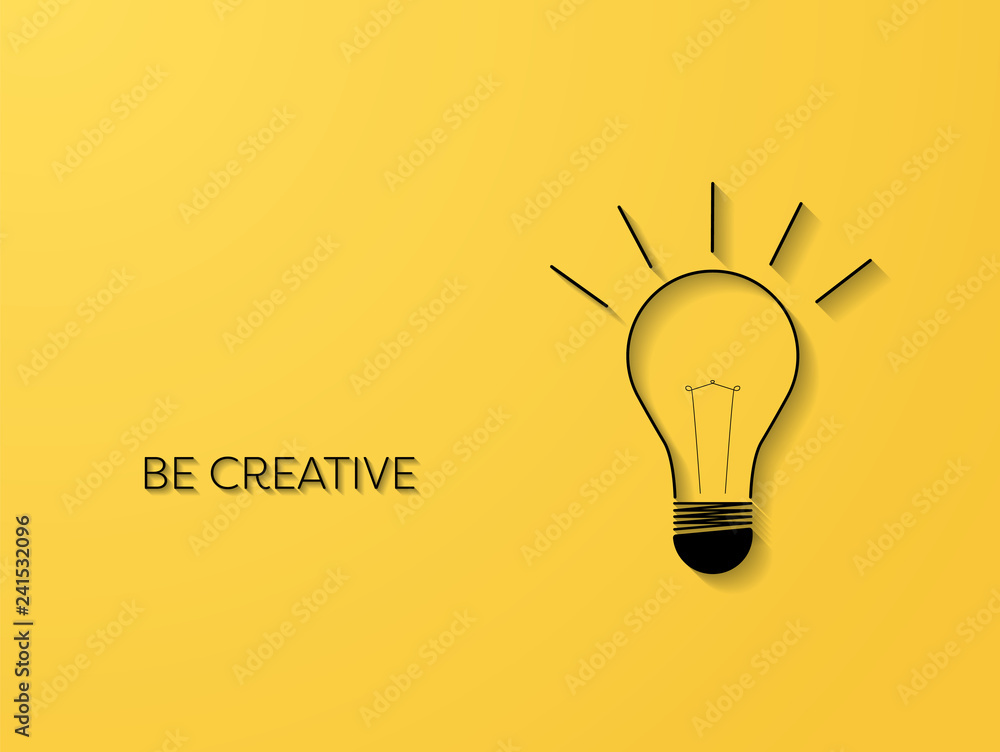 Creativity symbol with line art lightbulb with 3d shadows vector ...