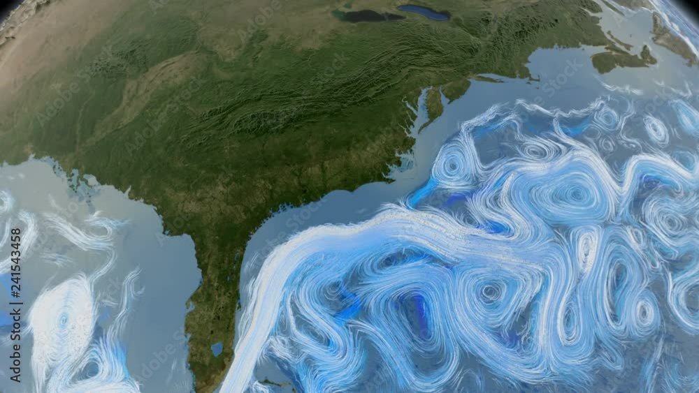 Graphic representation of ocean currents in the east coast of United ...