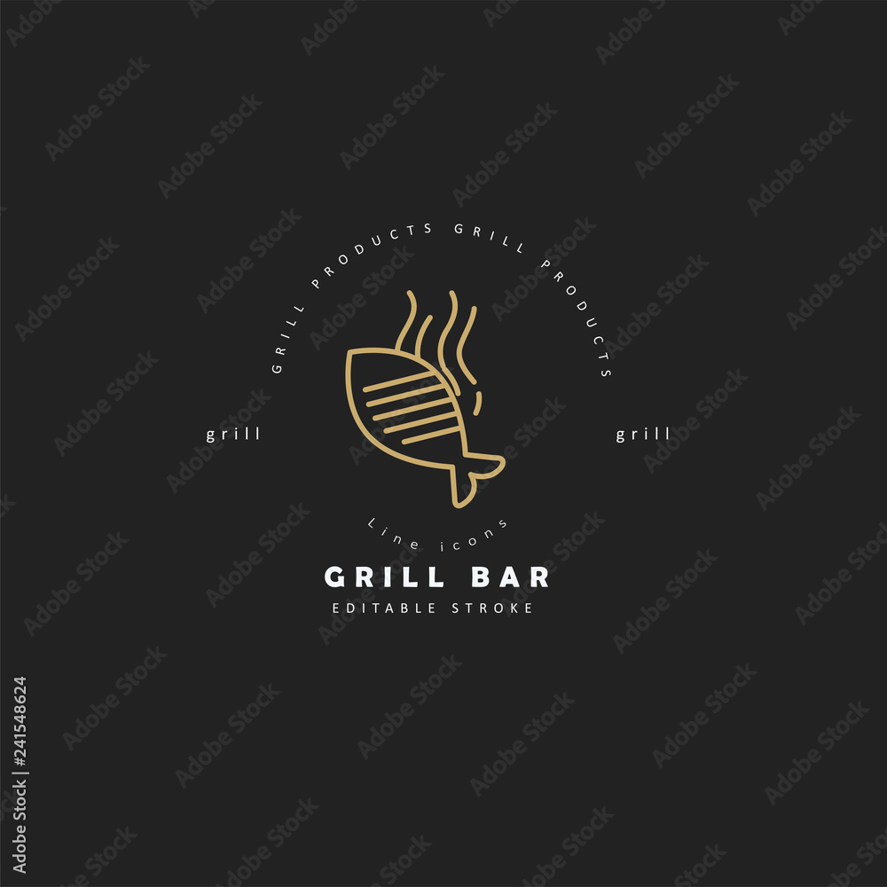 Vector icon and logo for meat and grill cafe or steak restaurant ...