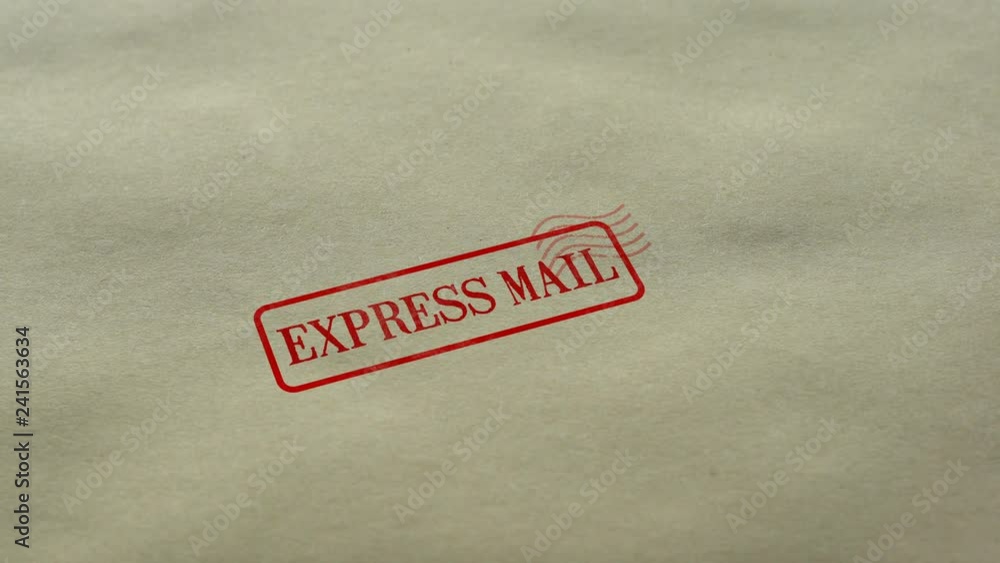 Express Mail seal stamped on blank paper background, fast delivery ...