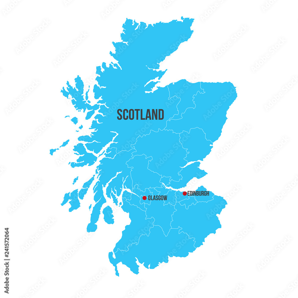 Scotland vector map silhouette isolated on white background. High ...