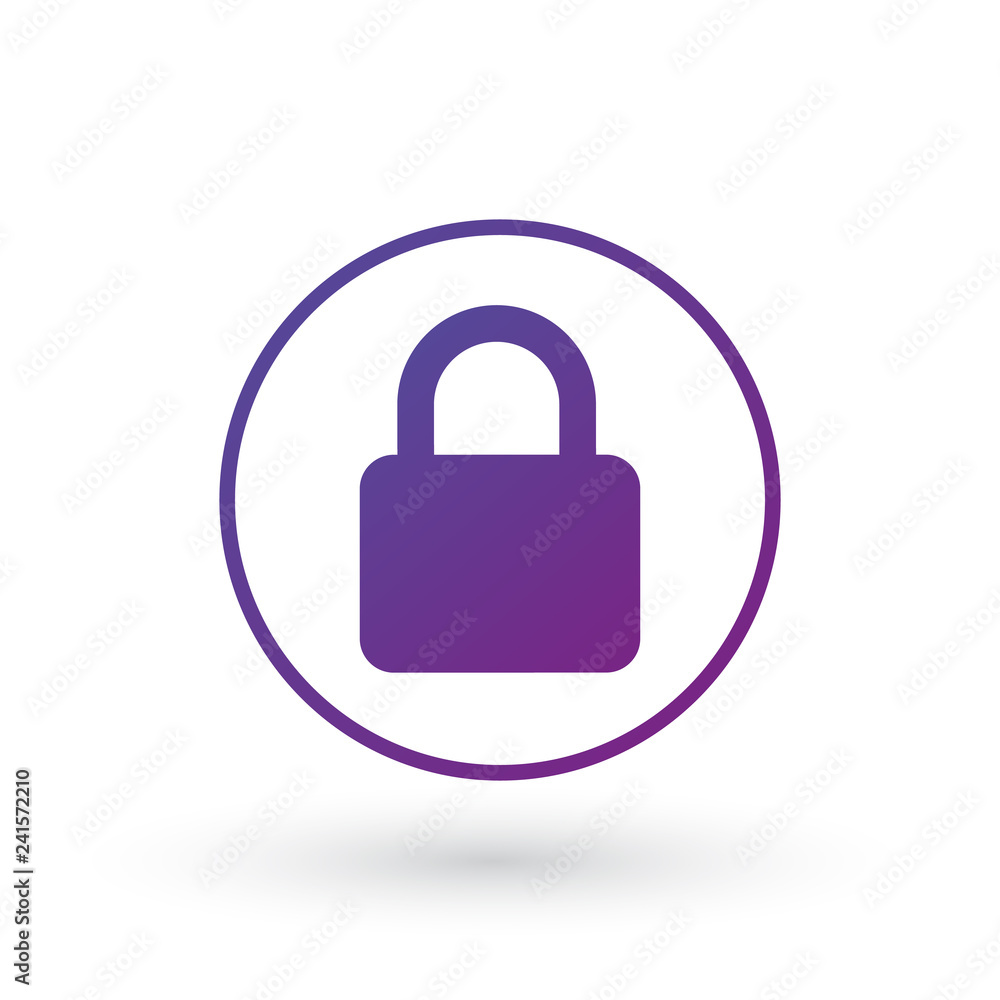 Purple gradient Simple lock icon in circle. vector illustration ...