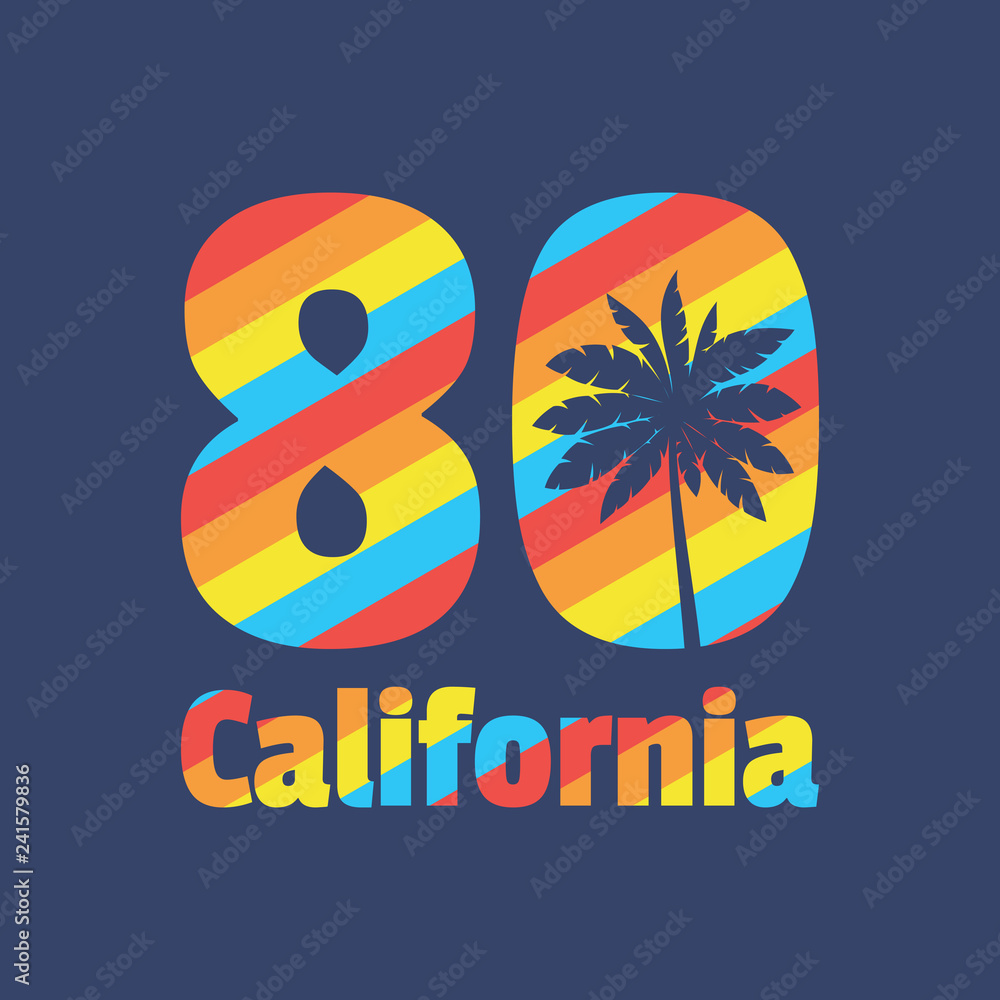 California 80 - vector illustration concept in vintage graphic style ...