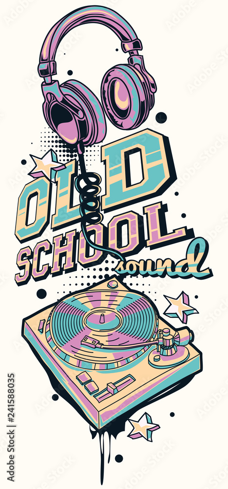 Old school sound - decorative music graffiti design Stock Vector ...