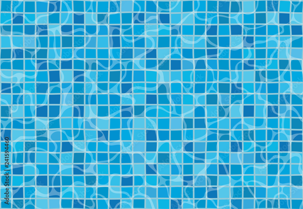 Swimming pool with mosaic tiles. Overhead view. Texture of water ...