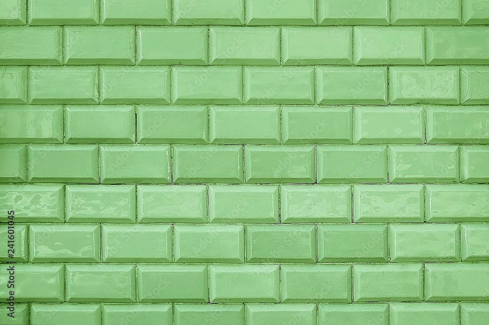 Old green tile brick wall background texture Stock Photo | Adobe Stock