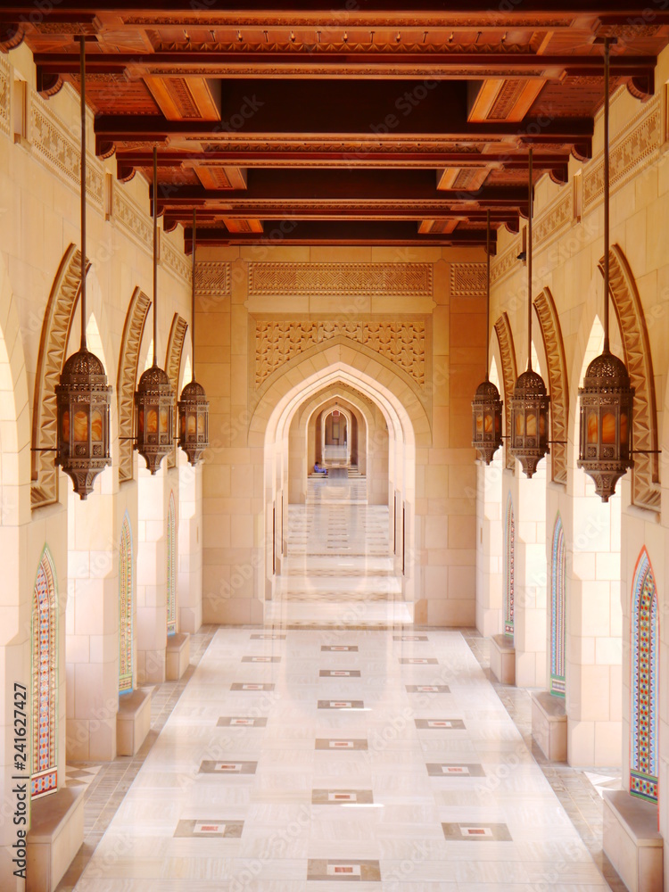 example of islamic architecture with wooden wainscoting and marble ...