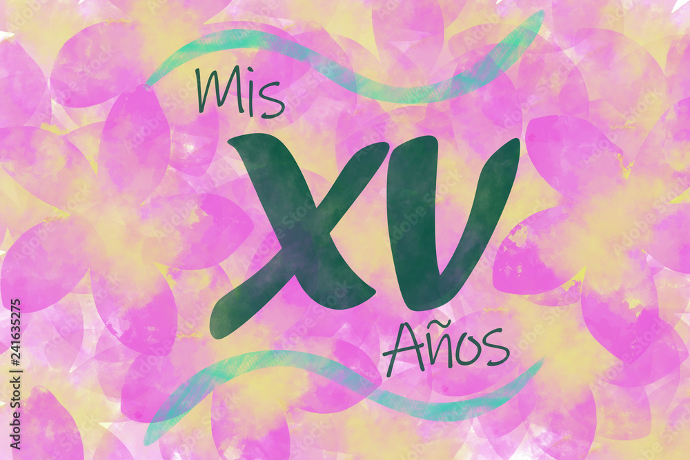 Invitation card of "mis XV años" party Stock Illustration | Adobe Stock