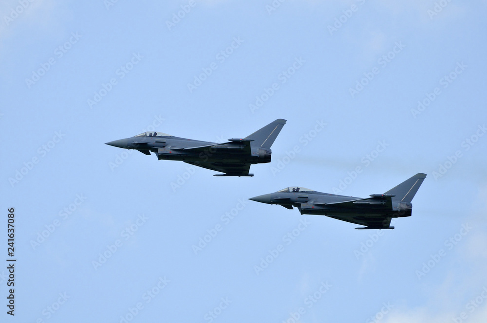 Formation of Eurofighter Typhoon on training flight Stock Photo | Adobe ...