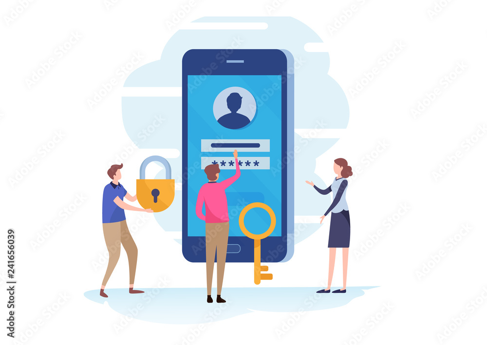 Sign in, Account log in page on smartphone screen. password field ...