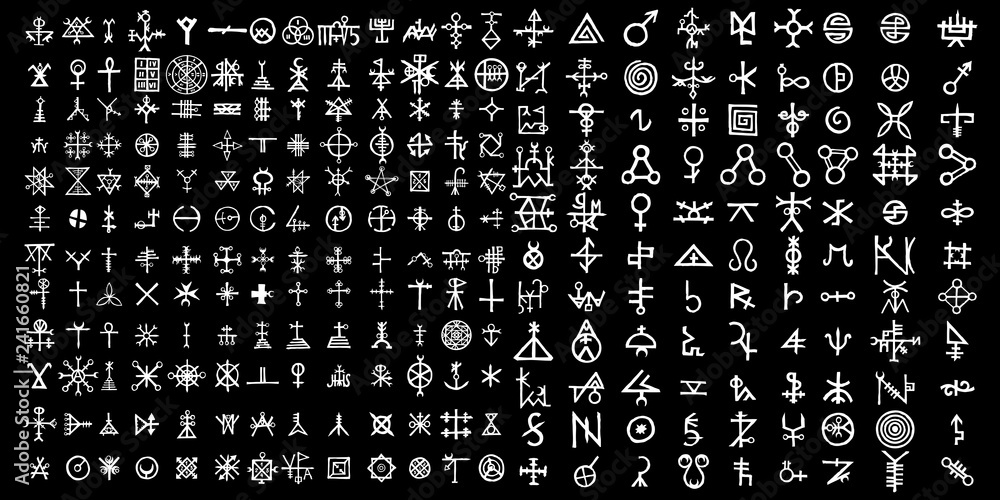 Big set of esoteric symbol and alphabet on the theme of mysticism and ...