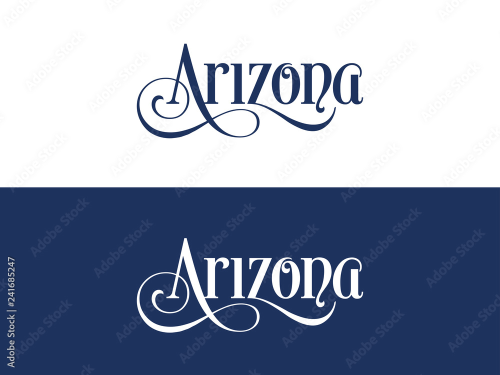 Typography of The USA Arizona States Handwritten Illustration on ...