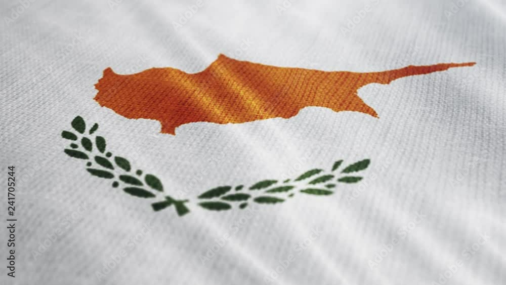 Cyprus flag is waving 3D animation. Symbol of Cyprus national on fabric ...
