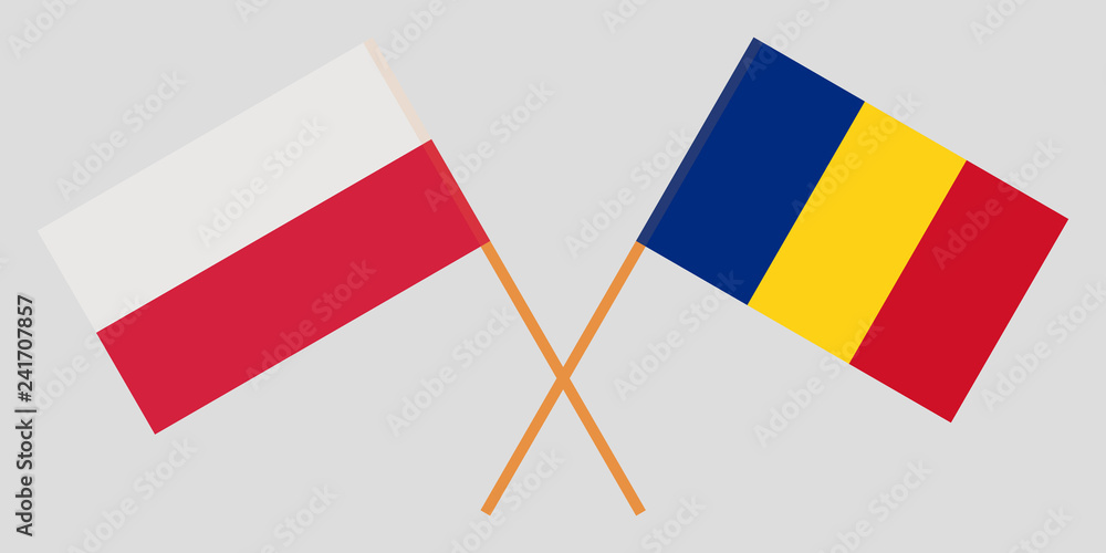 Vetor de Romania and Poland. The Romanian and Polish flags. Official ...