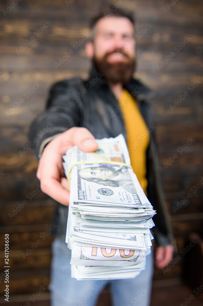 Richness and wellbeing. Mafia business. Man brutal bearded hipster wear ...