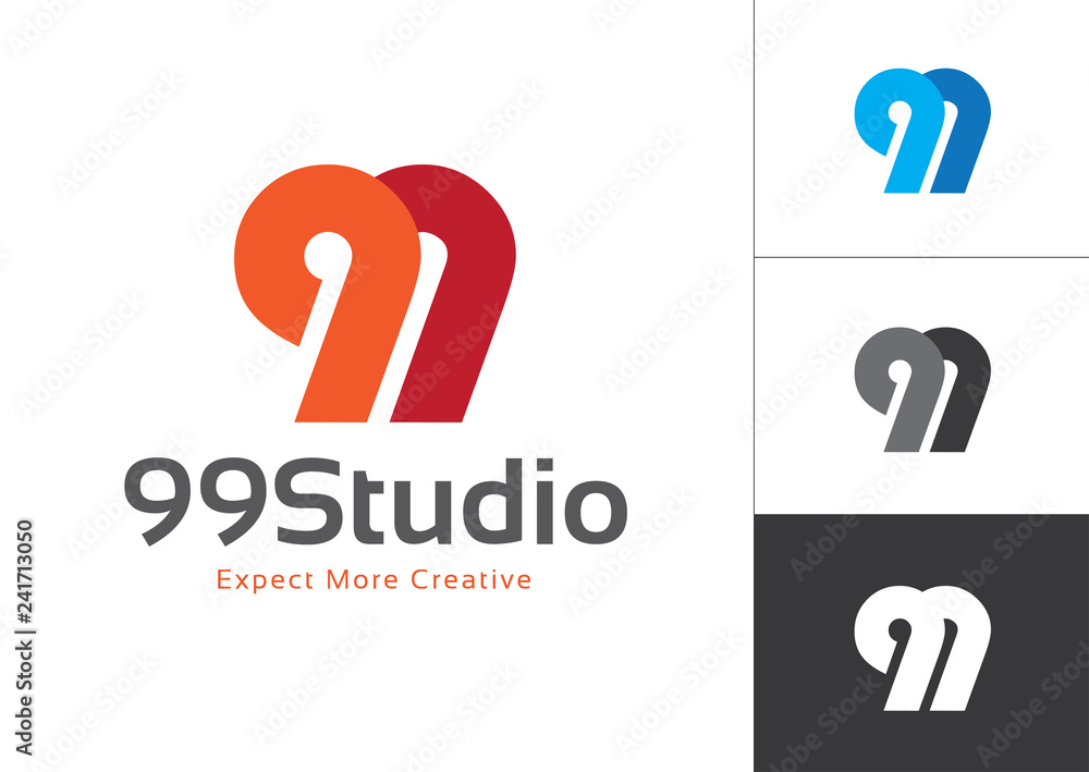 Initial Number 99 Connected Each Other Vector Logo Design Template ...
