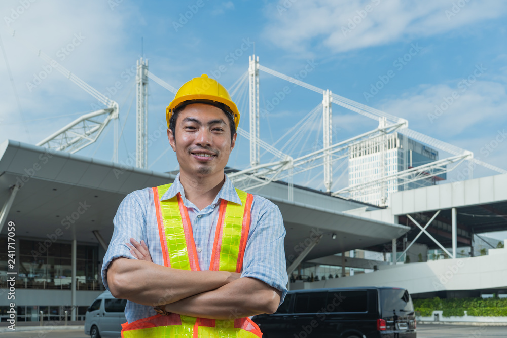 Civil Engineer supervised the construction of roof frame and pile of ...