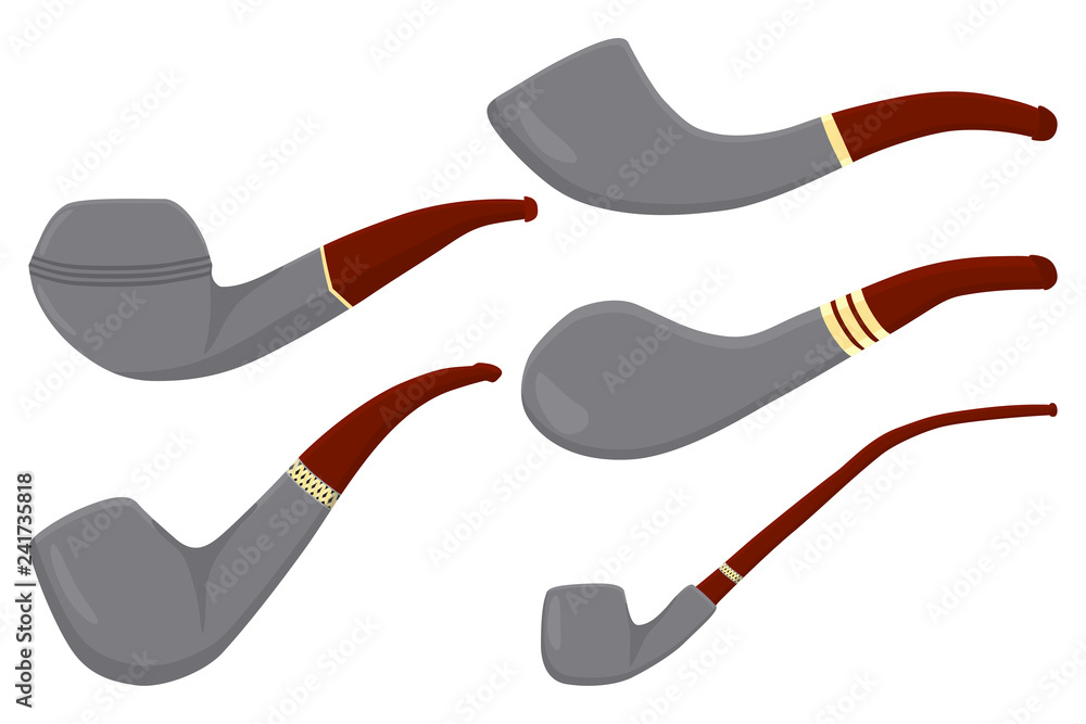 set different types smoke pipes different size for tobacco Stock Vector ...