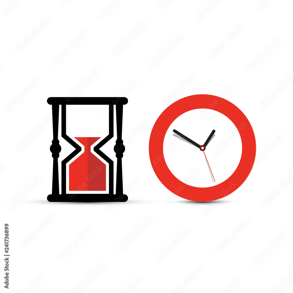 Sandclock and Clock Icons. Vector Time Symbol Isolated on White ...