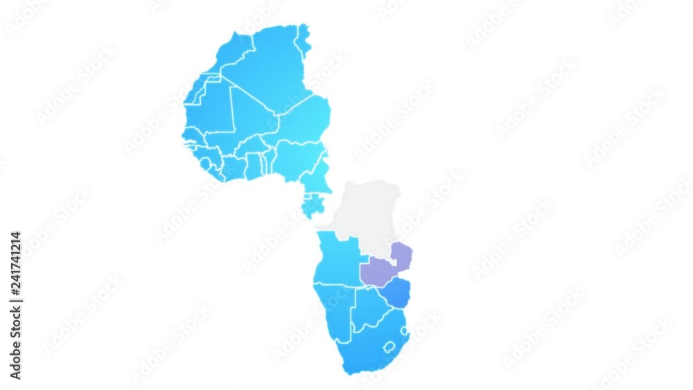 Africa Map Showing Up Intro By Regions/ 4k animated africa map intro ...