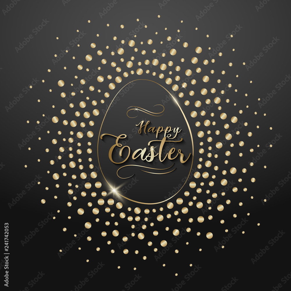 Easter Sale special offer banner with golden easter egg and handwritten ...
