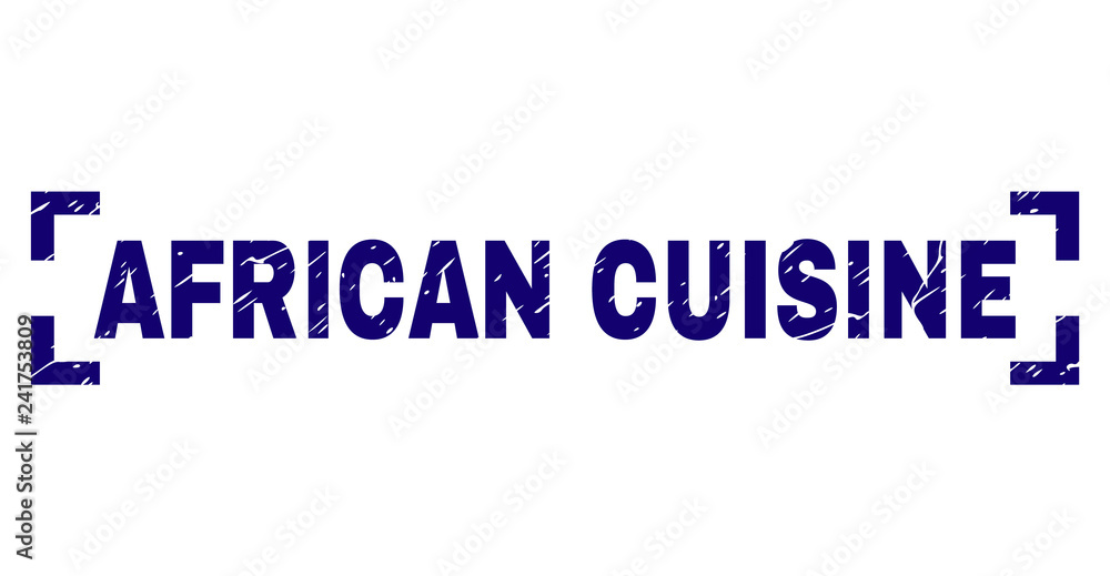 AFRICAN CUISINE text seal print with distress texture. Text title is ...