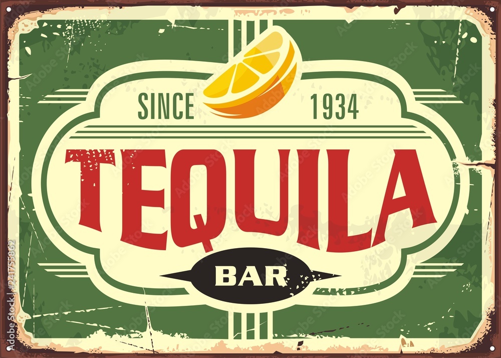 Tequila bar vintage tin sign for Mexican traditional alcohol drink ...