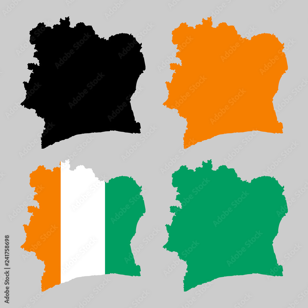Ivory coast map with national flag Stock Vector | Adobe Stock