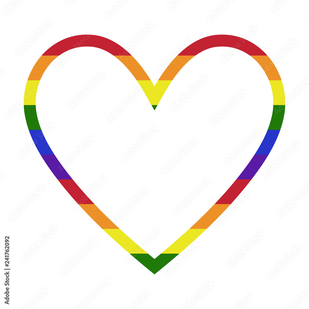 Rainbow Heart Outline - Colorful outline of rainbow heart design with ...