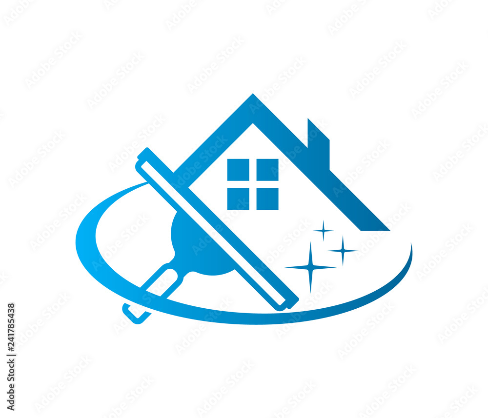 Window washing cleaning squeegee with house roof icon Stock Vector ...