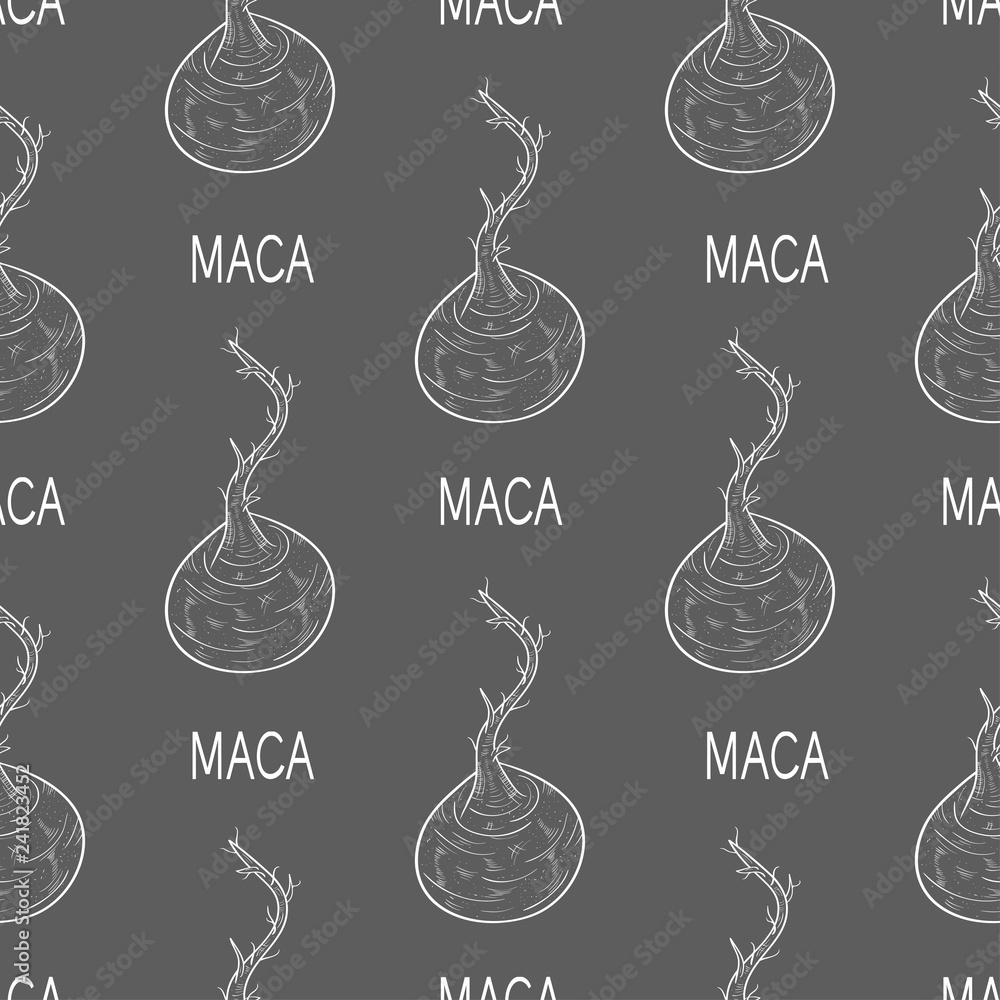 Maca. Sketch. Wallpaper, texture, seamless. Gray background. Stock ...