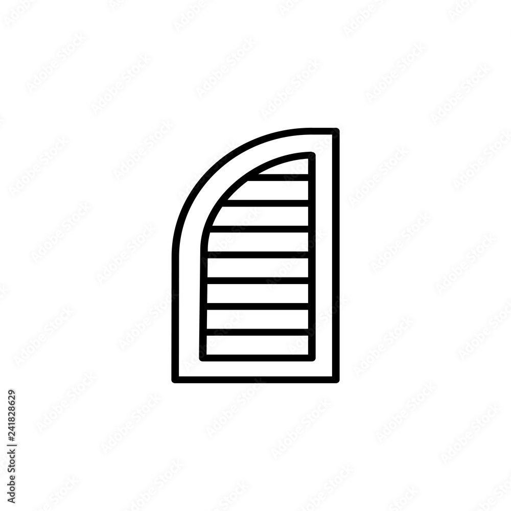 Black & white illustration of old louver arch window shutter. Vector ...