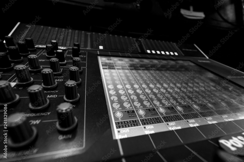 Closeup view of Encoders and Display on Professional digital Audio ...