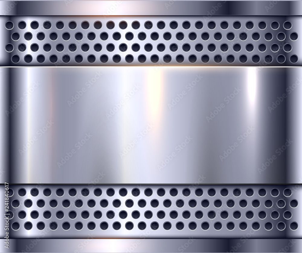 Silver metal background, shiny metallic chrome plate. Stock Vector ...