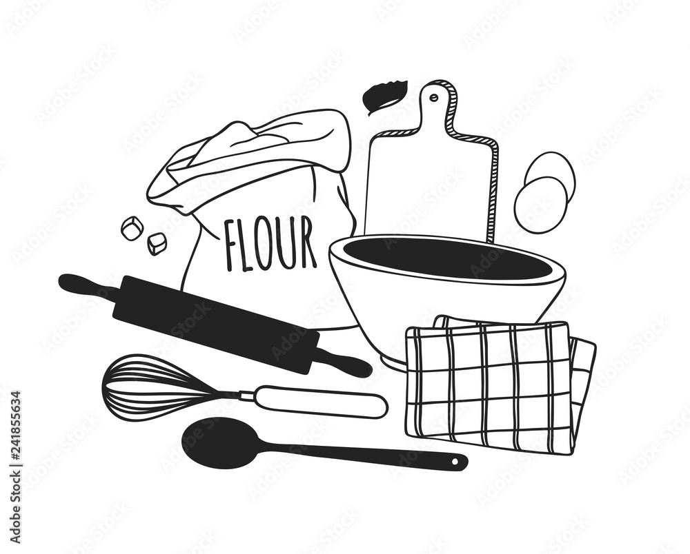 Baking Tools And Equipment Drawing