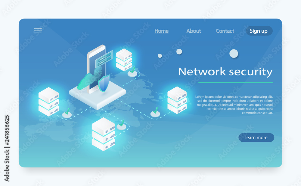 Isometric personal data protection web banner concept. Concept big data ...