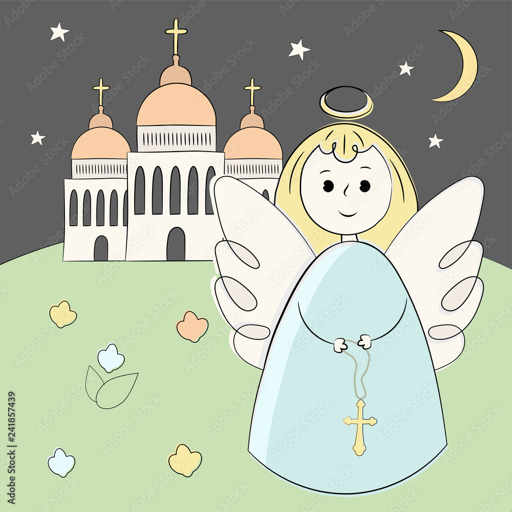 Vector church, temple, chapel with domes and crosses. Religion is ...