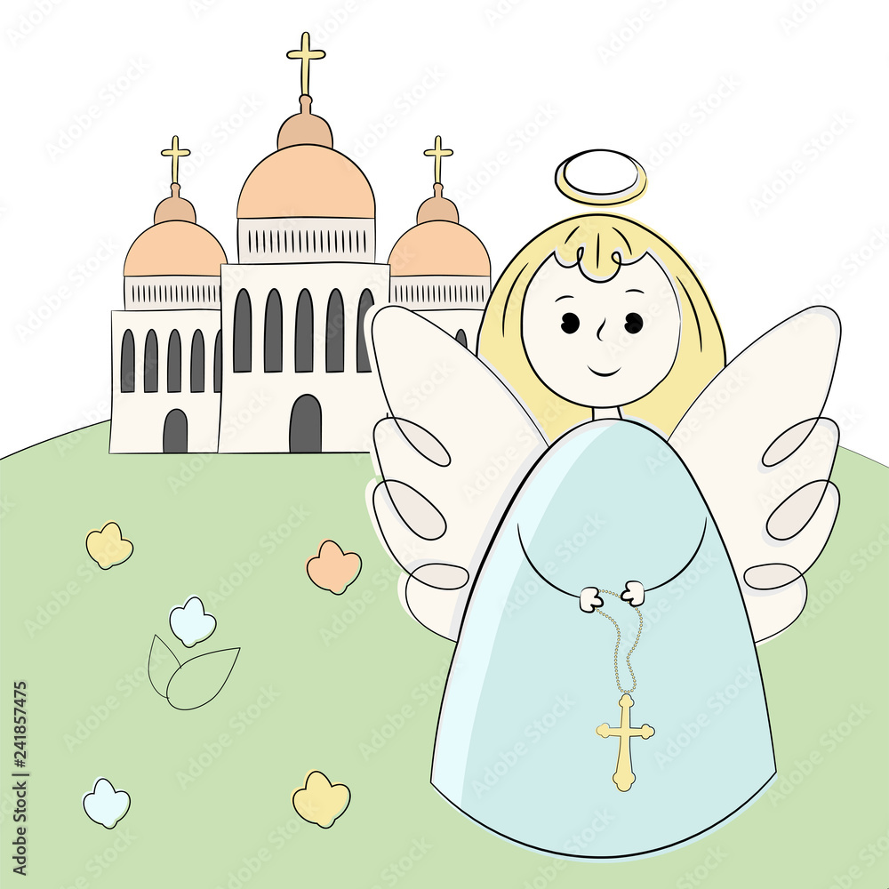 Vector church, temple, chapel with domes and crosses. Religion is ...