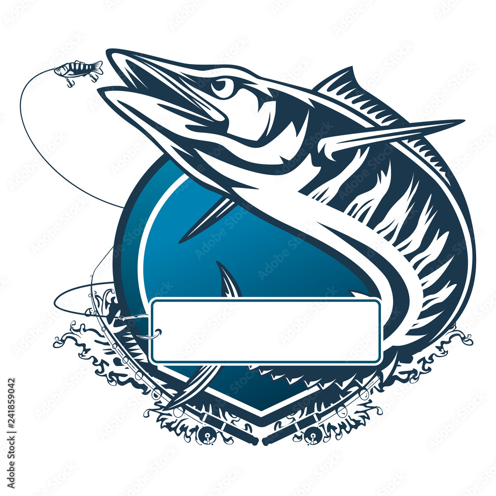 Wahoo fish. Fishing logo vector. Acanthocybium solandri. Scombrid fish ...
