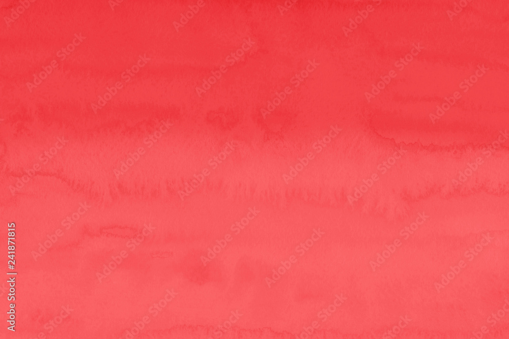 Red ink and watercolor textures on white paper background. Paint leaks ...