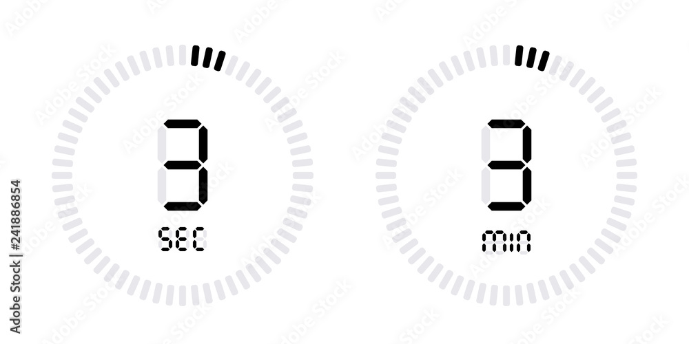 Timer countdown with minutes and seconds Icons Stock Vector | Adobe Stock